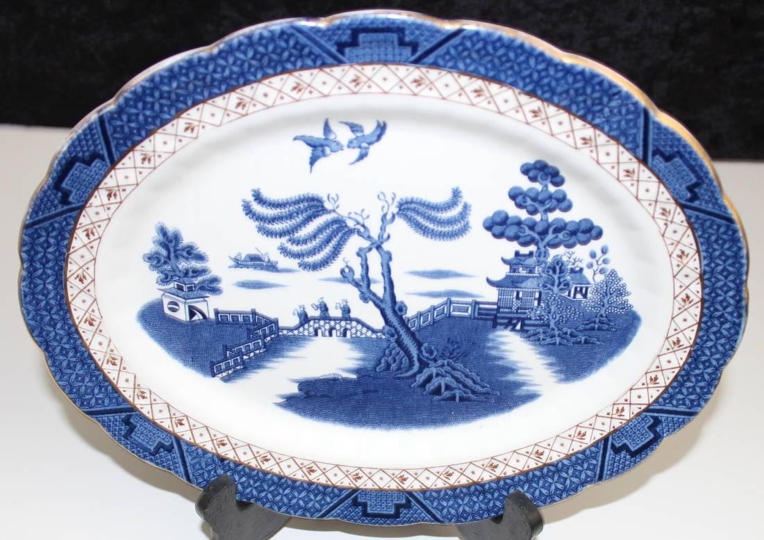 Booths China The Old Blue Willow Pattern A8025 Antique Ironstone Oval ...